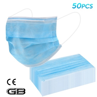 50pcs 3-Ply Disposable Protective Face Masks Breathable Waterproof ...